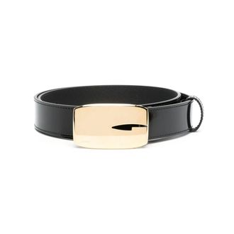 Gucci Rechteckiger G Schnalle Lederg&uuml;rtel - - Accessories - Damen - Schwarzk - 75 CM