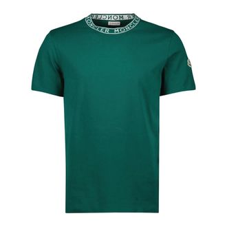 Moncler Homme, Tops, Vert, Taille: S T-shirt &agrave; finitions logo Printemps-&Eacute;t&eacute; 2025