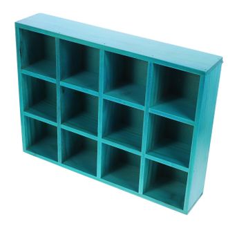 BESTONZON Wandh&auml;ngeregal aus Holz mit 12 F&auml;chern Vintage Blau Kompakt und Stabil Zur Aufbewahrung und Pr&auml;sentation Von Figuren