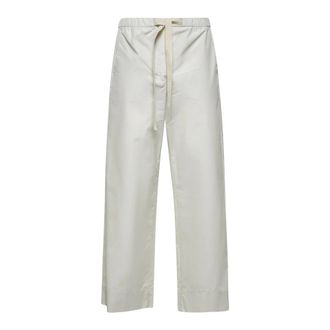 Max Mara Ecru Baumwollhose mit Kordelzug - - Trousers - Damen - Beige - M