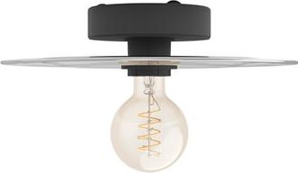 Eglo Deckenleuchte Lintmill, dekorative Deckenlampe Rauchglas, Lampe Decke Wohnzimmer, Wohnzimmerlampe aus Metall in Schwarz und Messing, Glas in Grau, &Oslash; 3