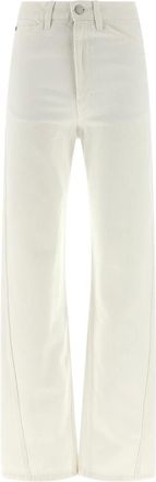 Christophe Lemaire Femme, Jeans, Blanc, Taille: 36 FR Pantalon Droit Taille Haute