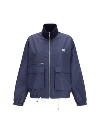 Miu Miu Womens Jacket Technical Canvas Blue Polyester