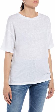 Replay Damen T-Shirt Kurzarm mit Stretch, Optical White 001 (Wei&szlig;), L