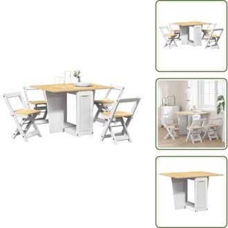 vidaXL Vidaxl - 5-tlg. Butterfly-Esstisch-Set Corona Wei&szlig; Kiefernholz - Esstisch - Esstisch-Set - Essm&ouml;bel-Set - Schmetterlingstisch Und St&uuml;hle