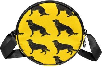 Generic Petit sac &agrave; bandouli&egrave;re circulaire pour femme, chien, sac &agrave; bandouli&egrave;re avec fermeture &eacute;clair, bretelles r&eacute;glables, sac &agrave; main rond d&eacute;contract&eacute; pour f