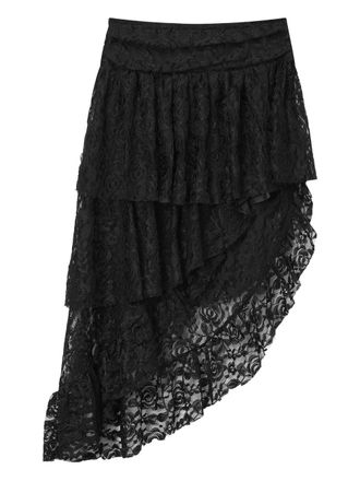 B+ab minijupe asymétrique en dentelle - Noir