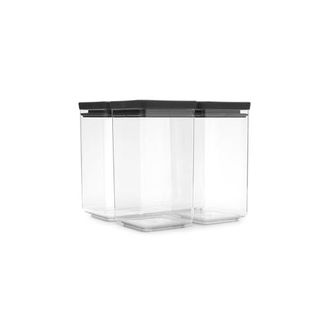 Brabantia TASTY+ Stapelbare Beh&auml;lter 3er-Set - 2 x 1,6 l +1 x 3,5 l | Luftdichte Vorratsdose mit Silikondichtung f&uuml;r die K&uuml;che | Gef&auml;&szlig;e f&uuml;r trockene und feuchte