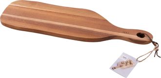 Point-Virgule Outdoor und K&uuml;che Servierbrett aus Akazien Holz mit Griff zum Fleisch oder K&auml;se schneiden und servieren, Party und Grill Zubeh&ouml;r, braun und wei&szlig;, ecki