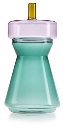 IVV peacock green borosilicate glass container chess+ pink lid amber knob