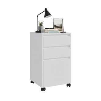 Relaxdays Rollcontainer, 3 Schubladen, H&auml;ngeregister, HxBxT: 70 x 40 x 40 cm, Aktenschrank auf Rollen, Rollschrank, wei&szlig;