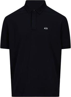 A|X Armani Exchange Polo droit &agrave; logo brod&eacute; en coton m&eacute;lang&eacute;