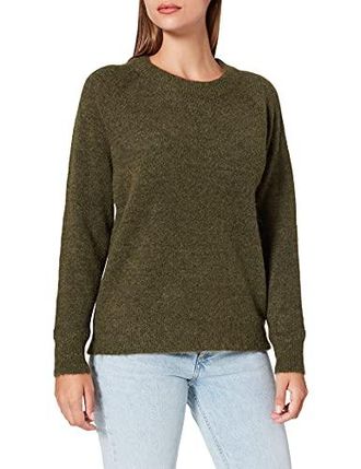 Selected BLACK Femme Slflulu Ls Knit O-neck B Noos Sweater, Kalamata/D&eacute;tails : M&eacute;lange., M EU