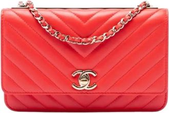 Chanel Sac bandouli&egrave;re vintage matelass&eacute; Chevron doccasion - Femme - Pre-owned - Rouge - Taille: ONE Size