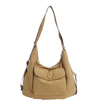 Generic Sac fourre-tout en nylon de couleur unie de grande capacit&eacute; pour femme, pour le travail, le shopping, les voyages au quotidien, kaki, 400.00x250.00x15