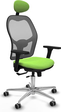 Piqueras y Crespo Ergonomischer Arbeitsstuhl mit 3D-Armen, h&ouml;henverstellbarer Lendenwirbelst&uuml;tze und festem Kopfteil, ausgestattet mit Syncro/Traslack und injiziertem S