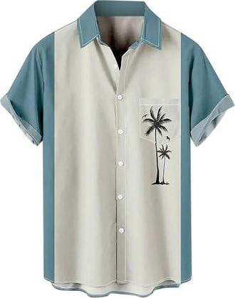 Generic Chemises hawa&iuml;ennes pour homme - Chemise d&eacute;t&eacute; &agrave; manches courtes - Coupe normale - Chemise de plage imprim&eacute;e - Chemise hawa&iuml;enne boutonn&eacute;e - Chemise &agrave; 