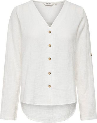 Only Langarmbluse ONLTHYRA LIFE V-NECK L/S SHIRT NOOS WVN Baumwolle, regular fit