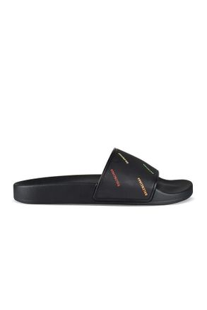 Balenciaga Open-Toe Black Rubber Slides With Multicolored Log - Gr. 37 (EU) - in Schwarz