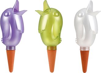 Scheurich Wasserspender B&ouml;rdy XL | 3er Set Transparent/Lila/Gr&uuml;n | 620 ml F&uuml;llmenge | Bew&auml;sserungskugel klein mit Ton Fu&szlig; | Wasserspender Pflanzen und Blumen Te