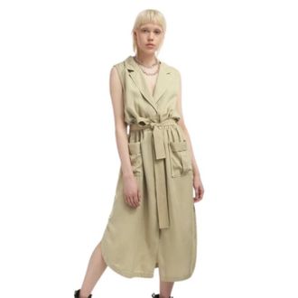 Blauer &Auml;rmelloses Kleid - - Dresses - Damen - Beige - XS