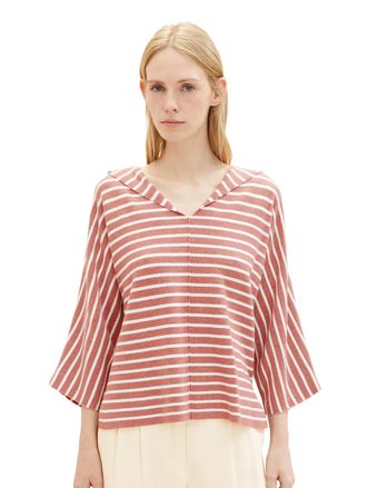 Tom Tailor Damen 1037748 Hoodie mit Streifen, 33801-rose Melange Stripe, M