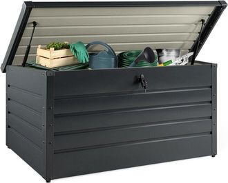IDMarket Coffre de rangement métal verrouillable gris anthracite pour jardin 810L