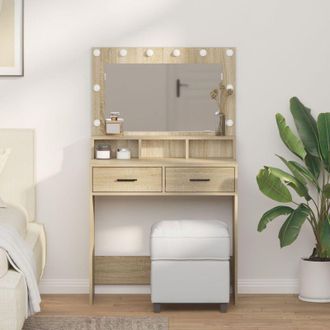 vidaXL Schminktisch mit LED-Lichtern in Sonoma Eiche 79x41x135 cm - Vidaxl
