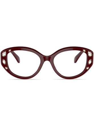 Swarovski lunettes de vue ovales orn&eacute;es de cristaux - Rouge