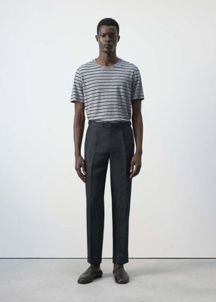 Mango Hose aus 100% Leinen mit verstellbaren Kordeln marineblau - Herren - 40 - MANGO MAN