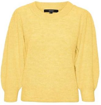 Vero Moda Vero Moda Pull en Tricot VMVIGGA pour Femme, Citron Drop/D&eacute;tail : m&eacute;lang&eacute;, M