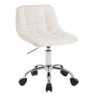 Woltu Schreibtischstuhl Kinder, Schminkstuhl Sitzhocker Rollhocker Arbeitshocker, 360&deg; drehbar h&ouml;henverstellbar, Drehstuhl Samt, B&uuml;rohocker mit Rollen, Crem