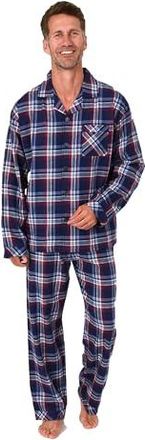 Normann Pyjama en flanelle pour homme, aspect carreaux, également en grande taille, Carreaux rouge/bleu, 60-62
