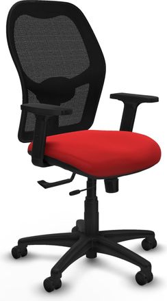 Piqueras y Crespo Arbeitsstuhl mit Rollen mit 2D-Armen, h&ouml;henverstellbare Lendenwirbelst&uuml;tze, ausgestattet mit Syncro/Traslack und Schneidschaum, Schwarz/Rot