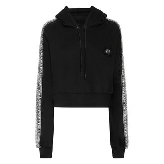 Philipp Plein Femme, Sweatshirts et sweats &agrave; capuche, Noir, Taille: 38 FR Sweat &agrave; capuche Sweatjacket Crystal