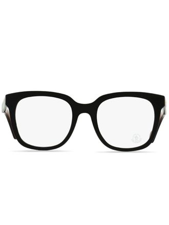 Moncler lunettes de vue à monture carrée à logo - Noir