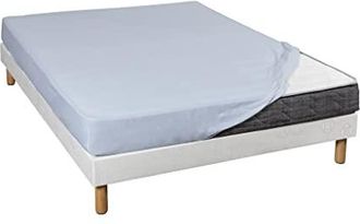 Someo Drap Housse Bleu Jersey Coton Lycra Tencel 90x190 à 110x220