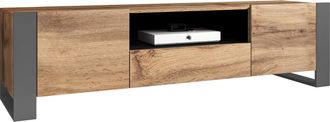 Mirjan24 TV Schrank Weelo, Praktischer Fernsehschrank mit Schublade, TV Lowboard mit Grifflose Öffnen, TV-Bank, Sideboard, Wohnwand (Wotan/Anthrazit)
