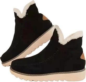 Generic Bottes de neige pour femme avec doublure en fourrure pour femme, coupe large, d&eacute;contract&eacute;es, confortables, plates, &agrave; enfiler, bottines orthop&eacute;diques c