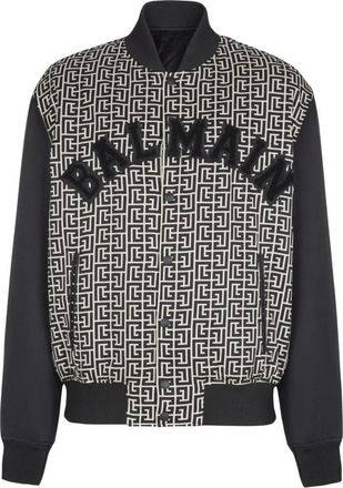 Balmain Homme, Vestes, Noir, Taille: XL Veste Varsity monogramm&eacute;e &agrave; patchs