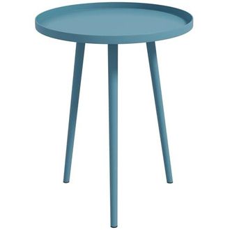 OUTSUNNY Table Basse de Jardin Ronde, Table dappoint ext&eacute;rieur avec Bord Rond en Acier, dim. &Oslash;40 x 50H cm Bleu