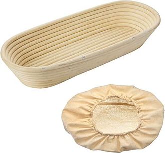 Westmark Gärköbchen-Set, 2tlg., Gärkörbchen oval + Bezug, Peddigrohr/Baumwolle, Hellbeige/Beige, 3202227B