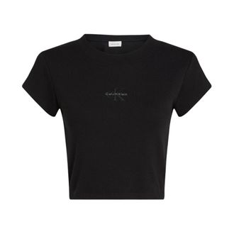 Calvin Klein Jeans Gestreiftes T-Shirt mit kurzen &Auml;rmeln - - Tops - Damen - Schwarzk - L
