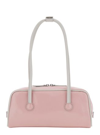 Margesherwood Womens Shoulder Bag Soft Baguette Pink-Grey Leather Cow