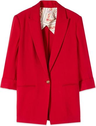 Oltre Femme, Vestes, Rouge, Taille: 50 FR Blazer en m&eacute;lange de viscose &agrave; manches trois-quarts