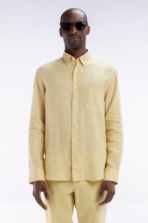 Eden Park Chemise En Lin Ivoire Unie Coupe Droite