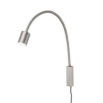Fischer & Honsel Bettleuchte Flex, Spotleuchte, Justi| nickelfarben matt| B: 6 cm, H: 52 cm, A: 40 cm| mit Schalter schaltbar| 1x GU10 - LED max. 4 Watt 3000 K | 320 l