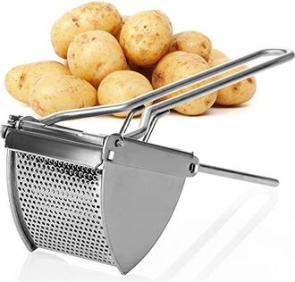 Com-Four Presse-purée de terre en acier inoxydable, lavable au lave-vaisselle - Presse à spaetzle - Presse à crème glacée à spaghetti - Presse-purée