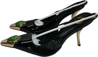 Generic YUJIEBB Sandales &agrave; talons hauts fins &agrave; bout pointu pour femme avec ornement en m&eacute;tal orn&eacute; de pierres pr&eacute;cieuses, Noir, 36.5 EU