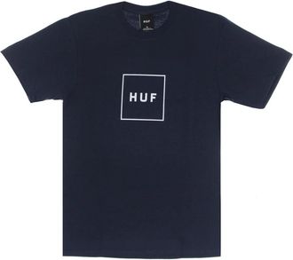 HUF Navy Logo Herren T-Shirt Kurzarm - - Tops - Herren - Blau - S